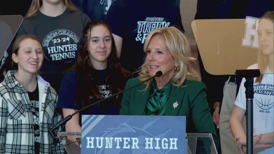 Jill Biden mocked for awkward sign placement at Hunter High School ...