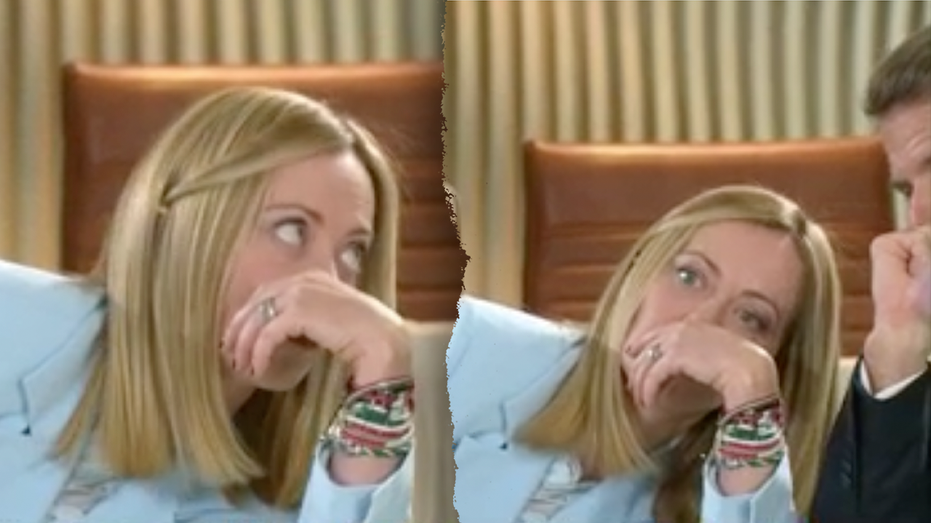 Meloni caught giving 'eye roll of the century' while Macron whispered in her ear during high ...