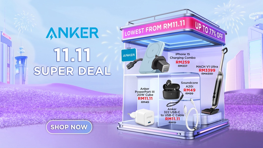 Promo 11.11: Anker bagi diskaun lebih 70%, harga bermula RM11.11