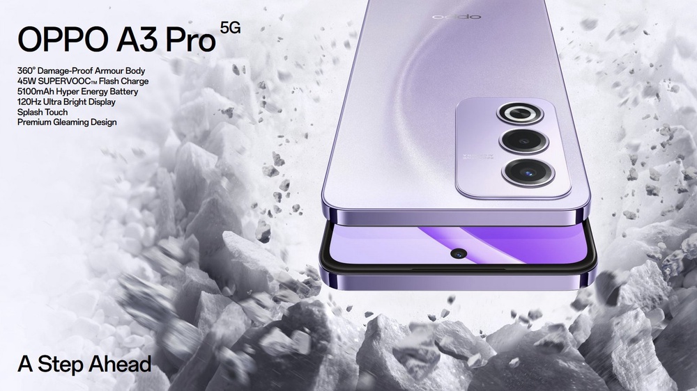 Oppo A3 Pro, telefon pintar tahan lasak ekstrem IP54 dan mampu milik