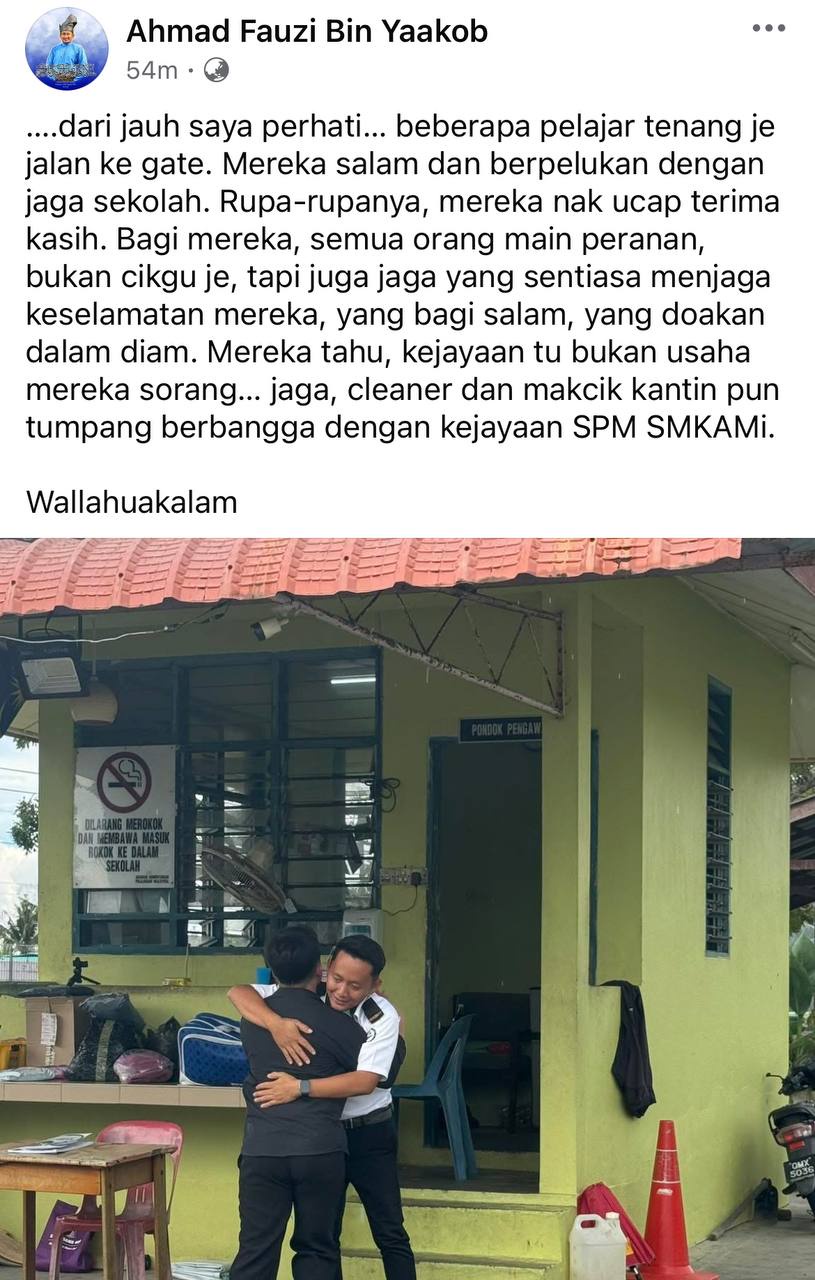 SPM 2024: Pelajar Peluk Guard Sekolah, Tak Lupa Ucap Terima Kasih