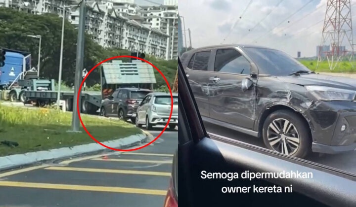 Padah Parkir Tepi Jalan, Ativa Calar & Remuk Bergeser Dengan Treler Raih Perhatian Ramai [Video]