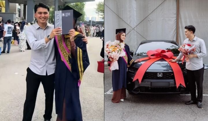 ‘Reward’ Berganda! Suami Hadiahkan Isteri Kereta Sempena Konvokesyen Buat Ramai Teruja [Video]