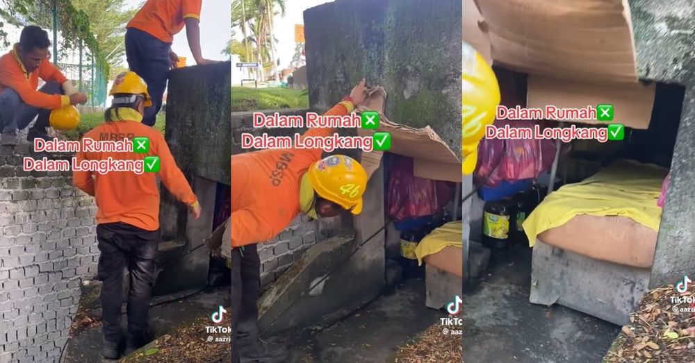 Anggota Penguatkuasa Terkejut Jumpa Tempat Tinggal Gelandangan Bawah Longkang Besar, Lengkap ...