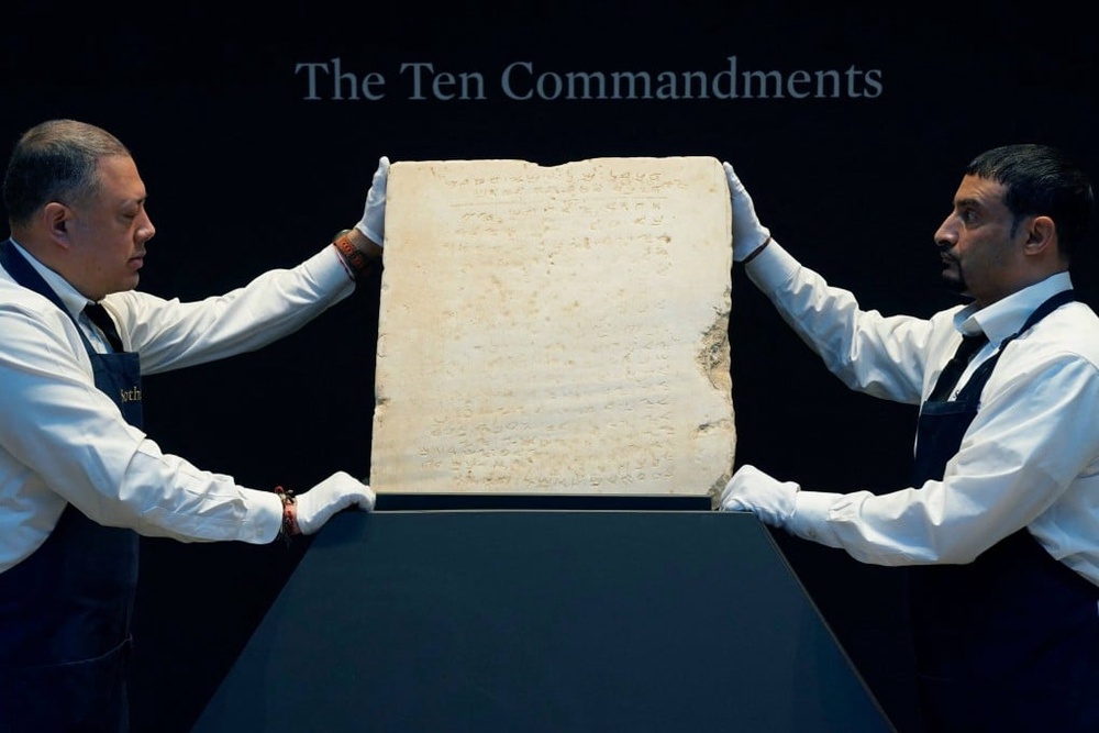 Ancient stone tablet engraved with Ten Commandments sells for US$5 million
