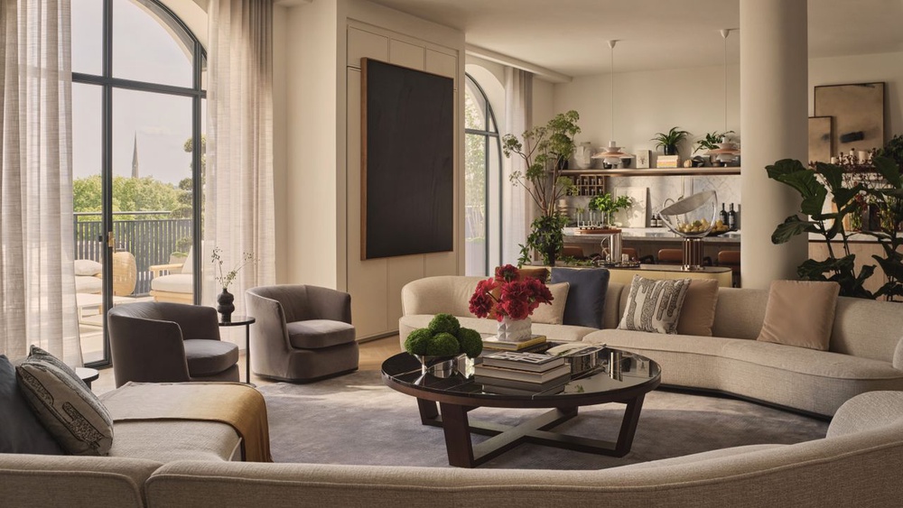Step inside a neoclassical-inspired apartment in The Whiteley’s clock tower