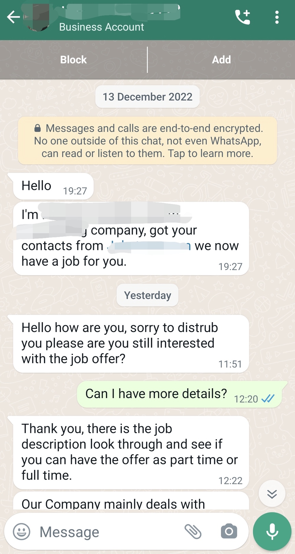 Employment Scam - A Follow-Up to Previous Article