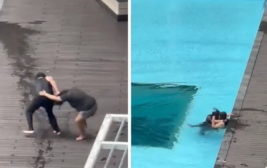 Woman in swimming pool assault video withdraws her complaint