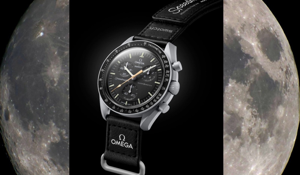 The new MoonSwatch features Omega's signature Moonshine Gold