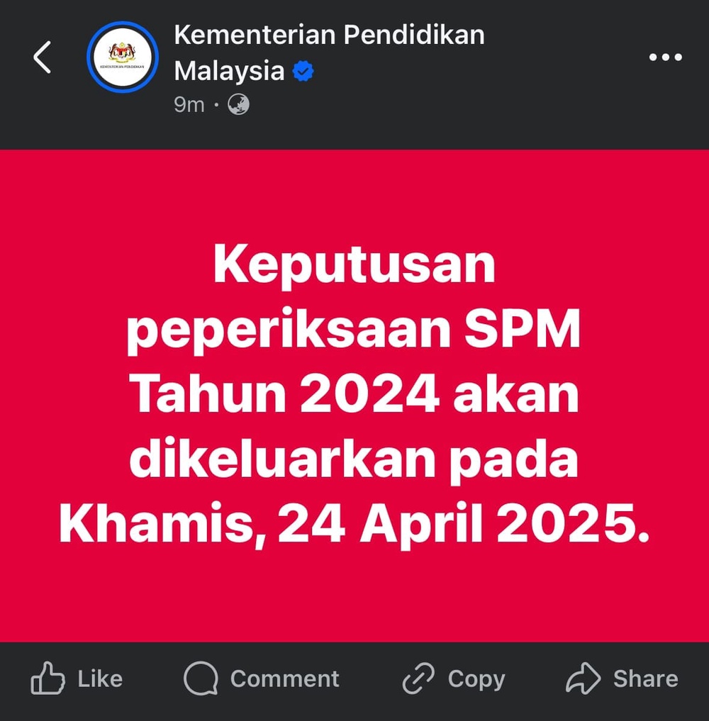 JUST IN: SPM Results Will Be Out On 24 April 2025 | WeirdKaya
