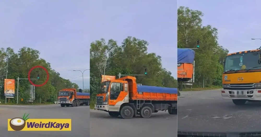 2 Lorries Run Red Light At Intersection, Forces M’sian Driver To Stop ...