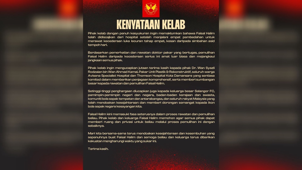 Terkini: Faisal Halim dibenarkan pulang