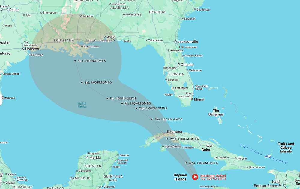 Rare November Hurricane Rafael Targets Gulf Coast: Projected Path Uncertain