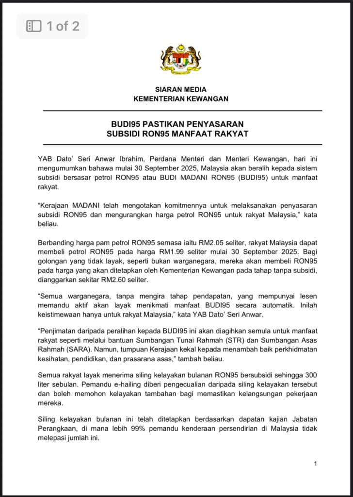 BUDI95 – Cara Isi RON95 Petronas Shell BHP Caltex BHP Petron