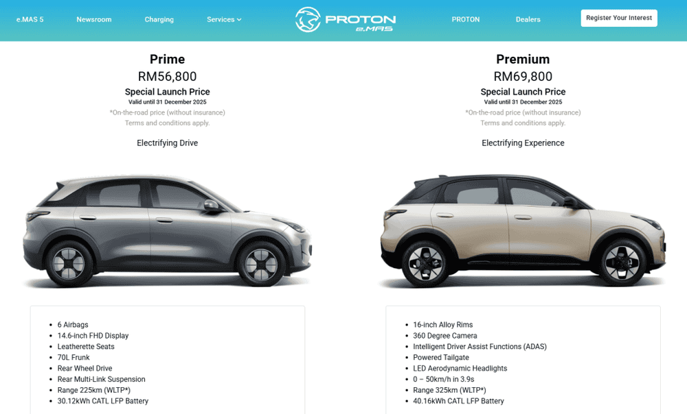 Proton e.MAS 5 : Harga Varian Prime/Premium, Warna, Spesifikasi