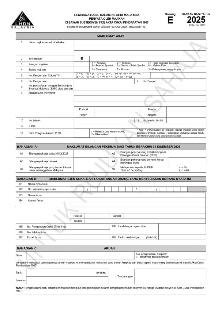 Borang E LHDN – Panduan Muat Turun Borang E, EA, EC 2025