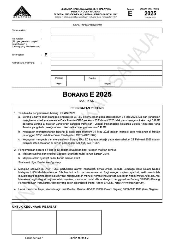 Borang E LHDN – Panduan Muat Turun Borang E, EA, EC 2025