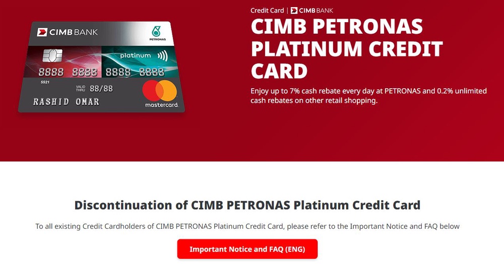 CIMB To Discontinue CIMB Petronas Platinum Mastercard Credit Cards CIMB To Discontinue CIMB Petronas Platinum Mastercard Credit Cards