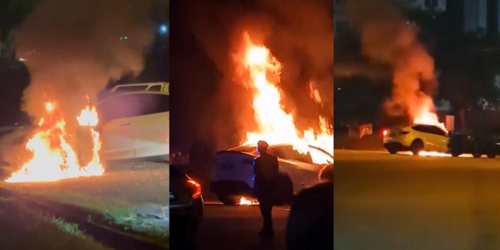 "That's A RM288K Burnt Just Like That!" Tesla Model Y Catches Fire In ...