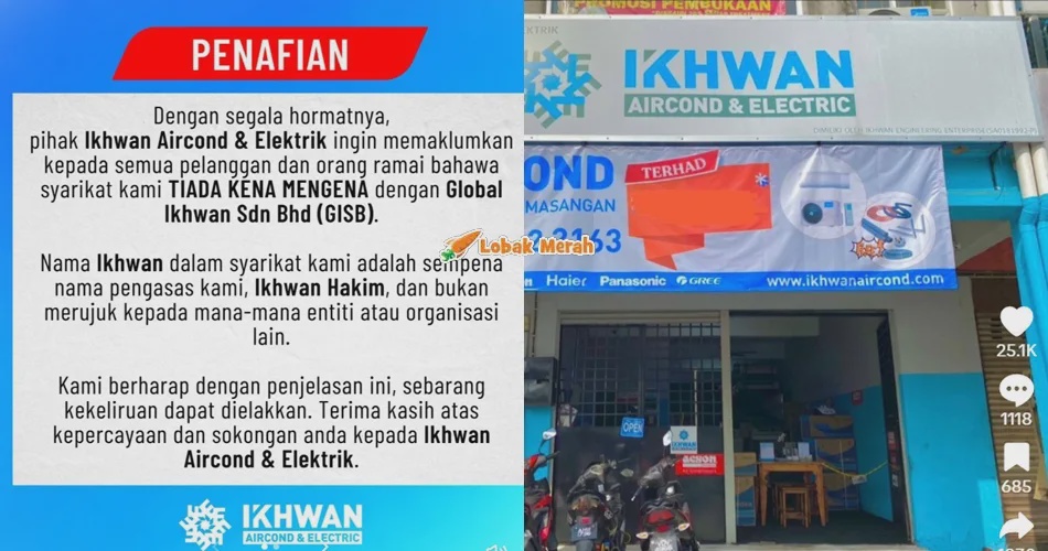 “Ikhwan Aircond tiada kaitan dengan GISB”- Bimbang Nama Turut Terpalit ...