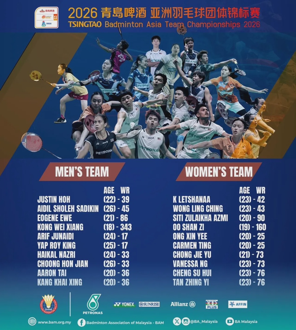 BAM gugur bintang utama, beri laluan pemain muda di BATC 2026 China