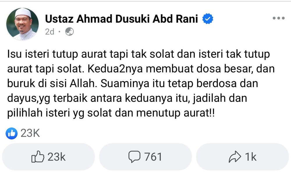 Ustaz Ahmad Dasuki Perjelas Isu Pilih Isteri Tak Pakai Tudung Tapi ...