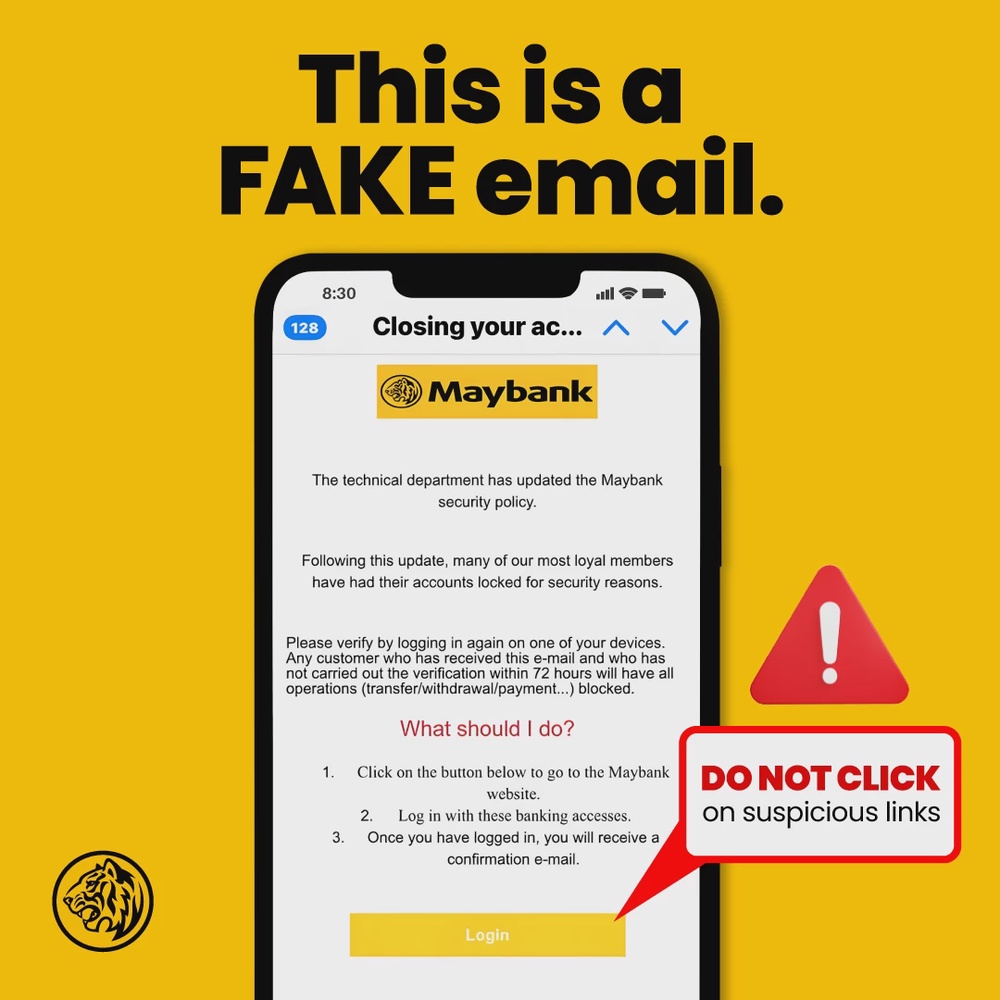 Maybank Umum Hati-Hati Dengan Mesej Penipuan Melalui Emel