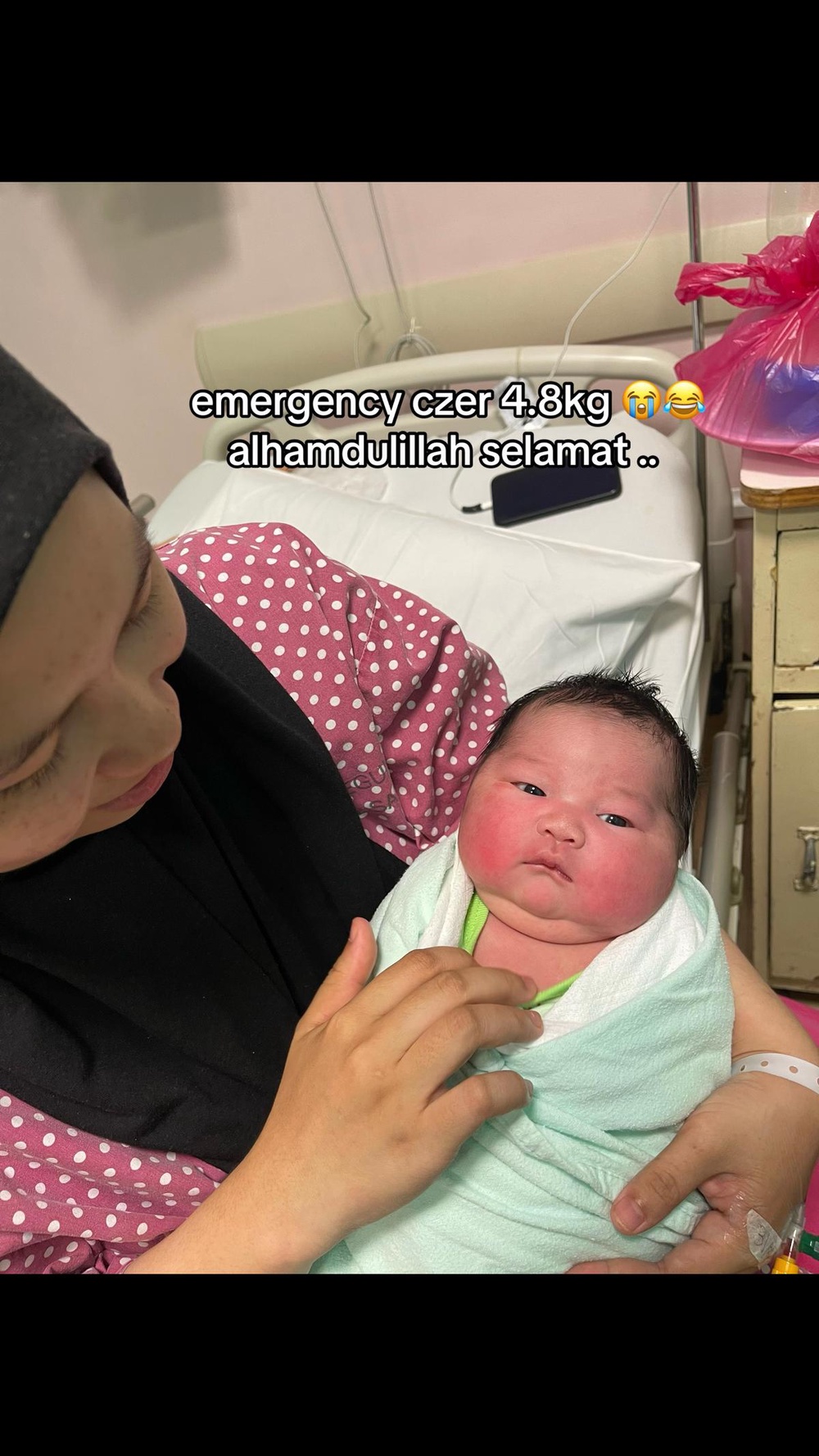 Pecah rekod! Wanita lahirkan bayi seberat 4.8kg, teringin minum Milo ais setiap malam