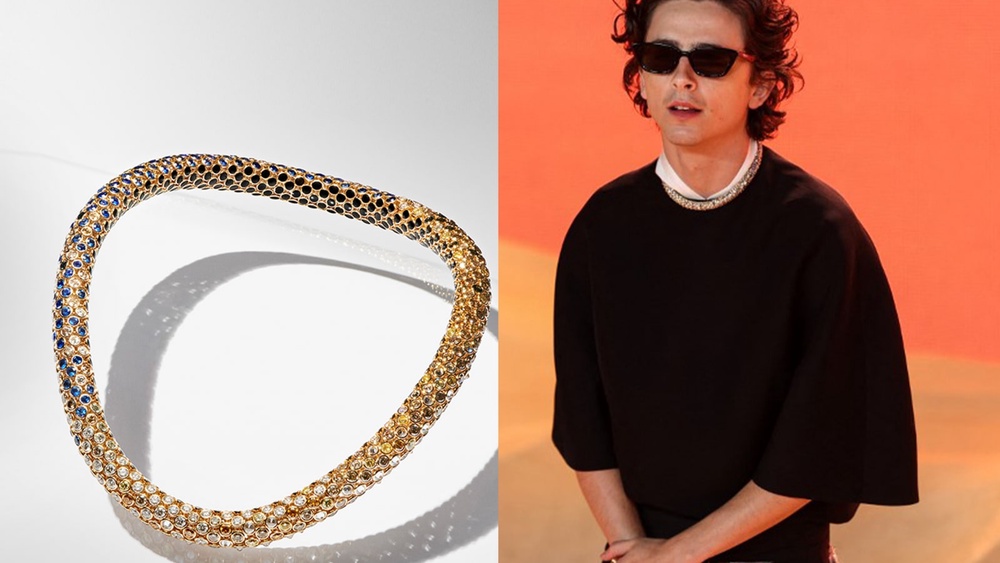 All about Timothee Chalamet’s custom Cartier necklace at the Dune Part ...