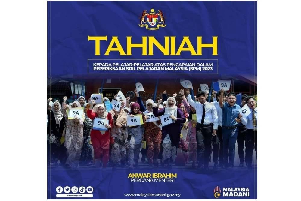 Ucapan tahniah PM buat pelajar SPM 2023