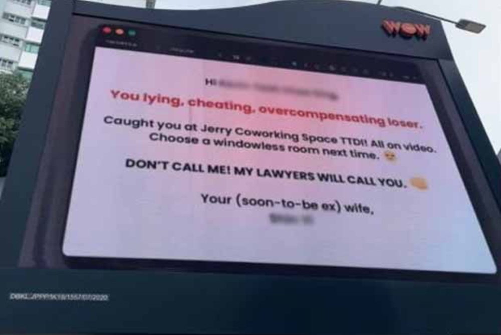 For real or clever marketing? ‘Cheating husband’ billboard in TTDI goes ...