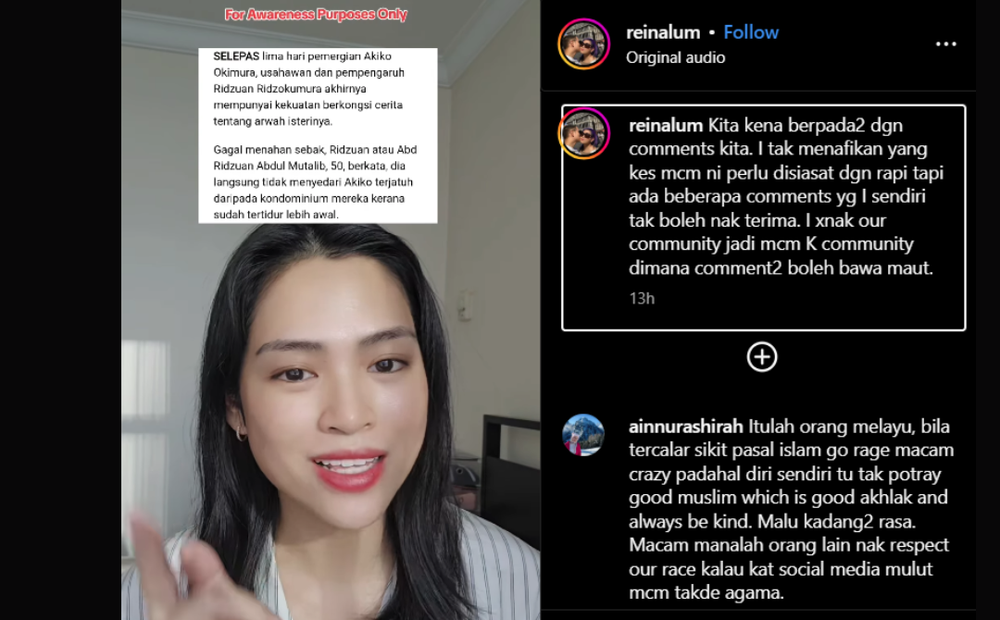 ‘Think before you comment’, influencer Reina Lum urges netizens to be ...