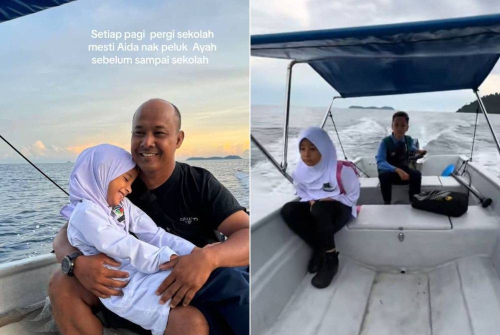 Father ferries children by sea daily for education