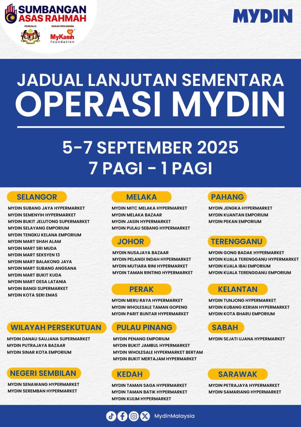MYDIN Lanjutkan Waktu Operasi, Beri Kemudahan Pelanggan Belanja Bantuan ...