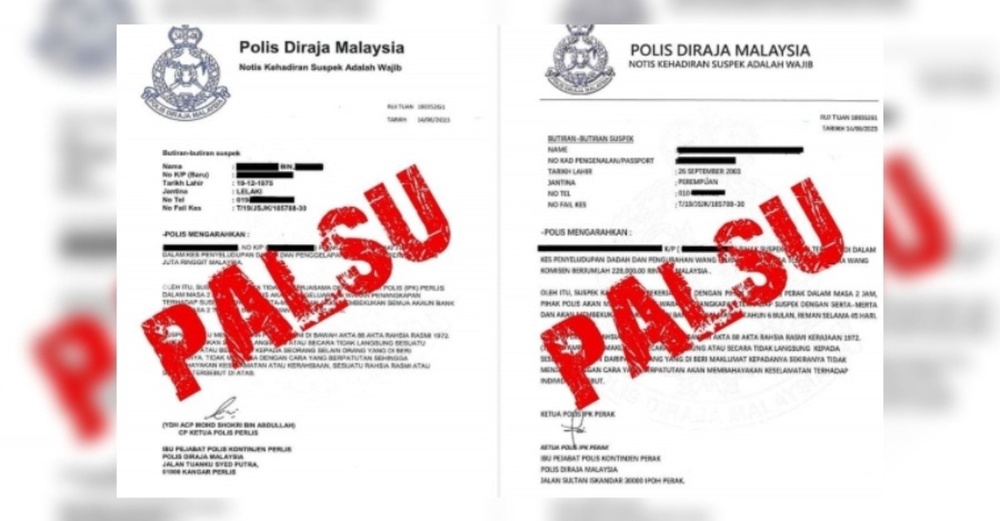 MO Baharu Penipuan Telefon Guna Dokumen Palsu Ada Logo, Tandatangan Polis