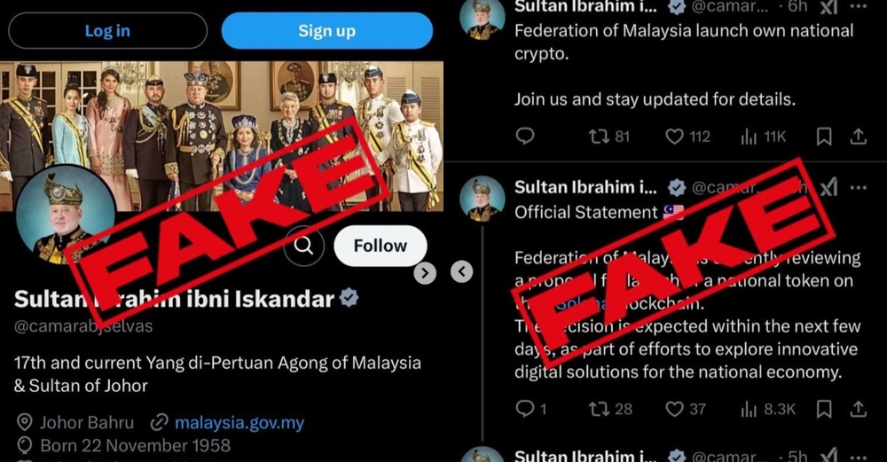Akaun Palsu Menyamar Sebagai Sultan Ibrahim
