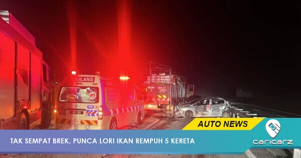 Lori Ikan Rempuh 5 Kereta, Mujur Tiada Yang Terkorban