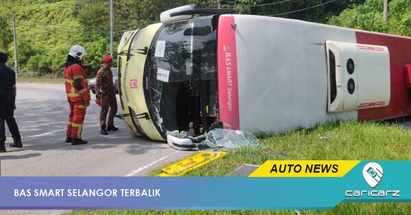 Bas Smart Selangor Terbalik, Mujur Tiada Yang Terkorban