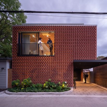 Rotated bricks animate facade of Garden Laneway House in Toronto