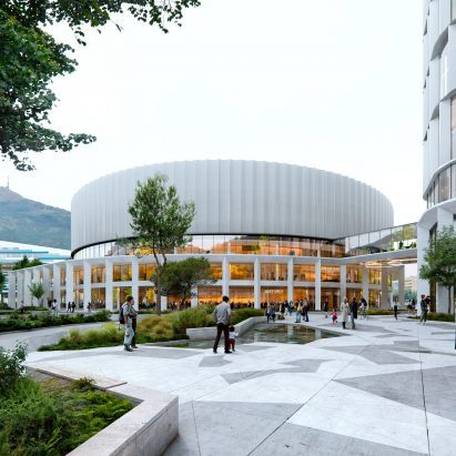 CF Møller Architects unveils plans for arena topped with perforated "crown"