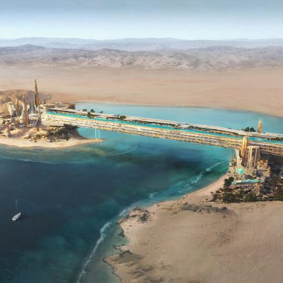 Mark Foster Gage designs 450-metre-long bridge hotel at Neom
