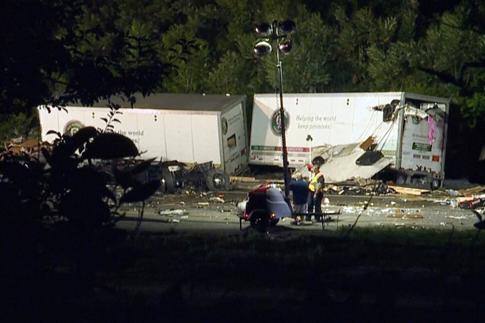 5 killed when RV blows tire, crashes head-on into tractor-trailer