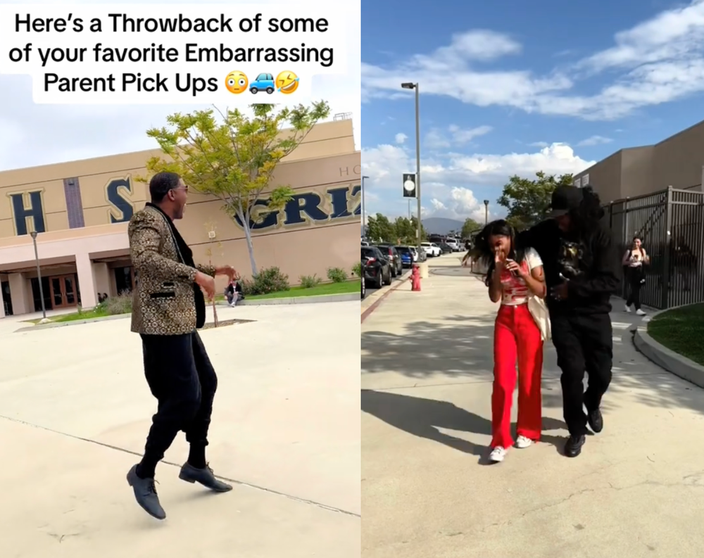 Father praised for performing ‘embarrassing’ dance moves when picking ...