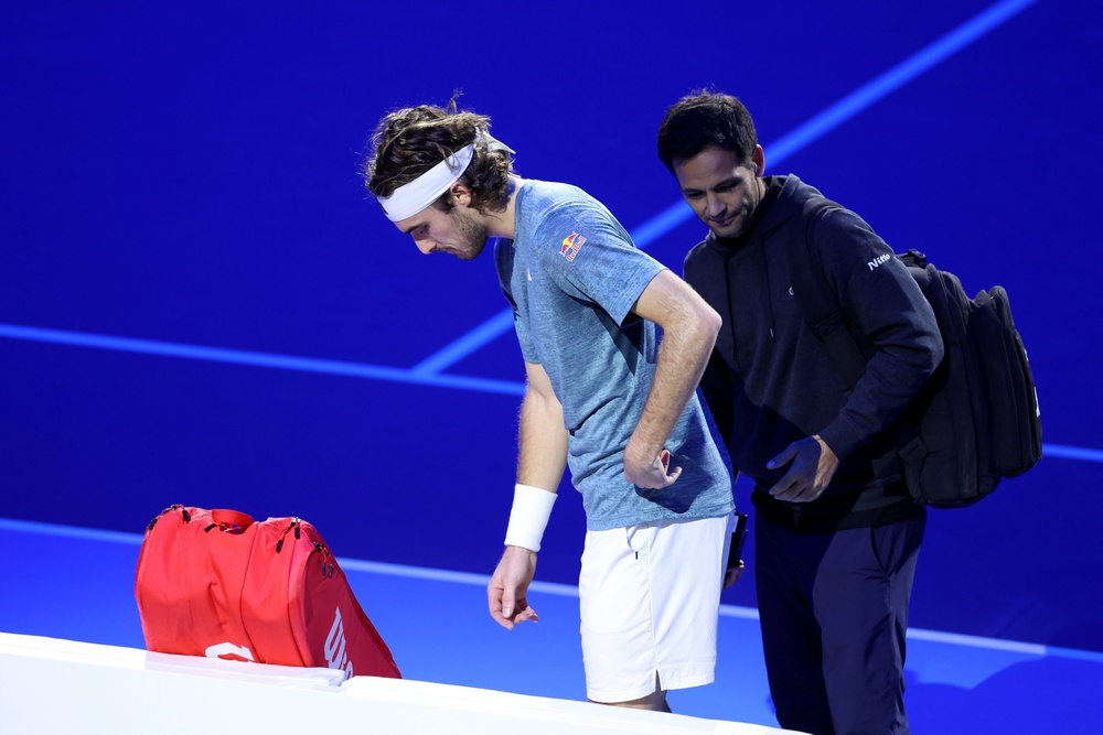 Stefanos Tsitsipas retires just three games into Holger Rune match at ATP Finals