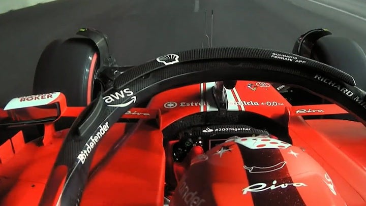 Watch: Carlos Sainz runs over loose drain cover on Las Vegas track as practice session turns to ...