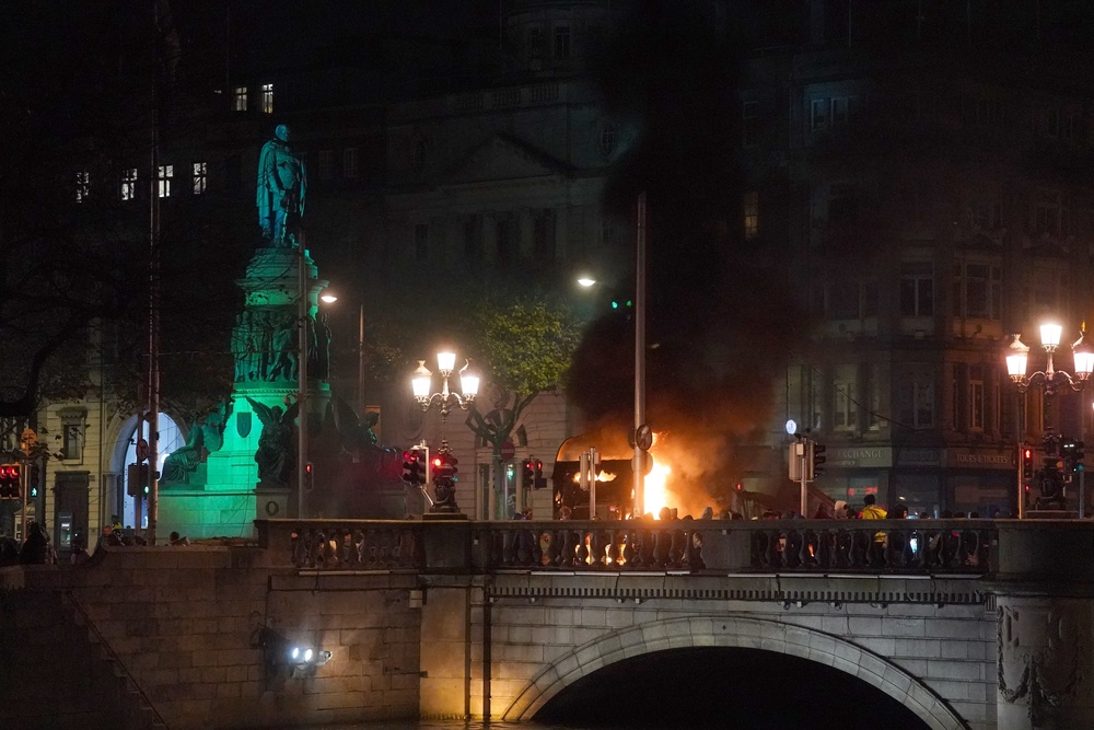 Buses and trams burned in Dublin riots after children injured in knife ...
