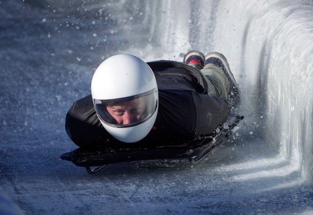 Prince Harry races head-first down a skeleton sled track and says ...