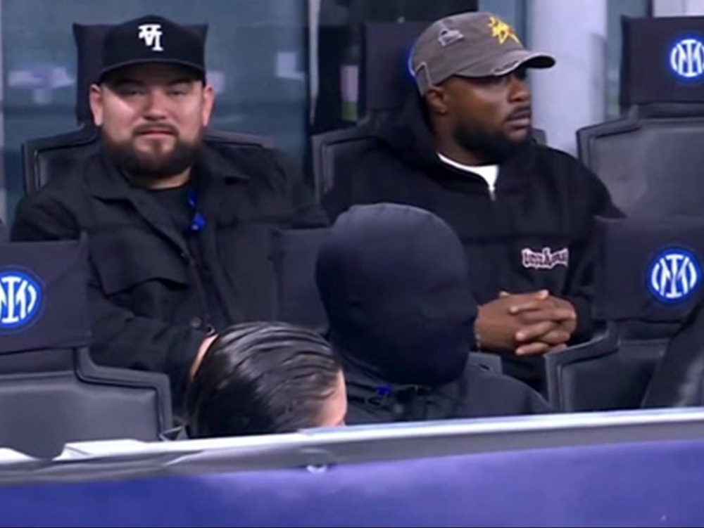 Kanye West spotted in stands at Inter Milan after featuring fans on ...