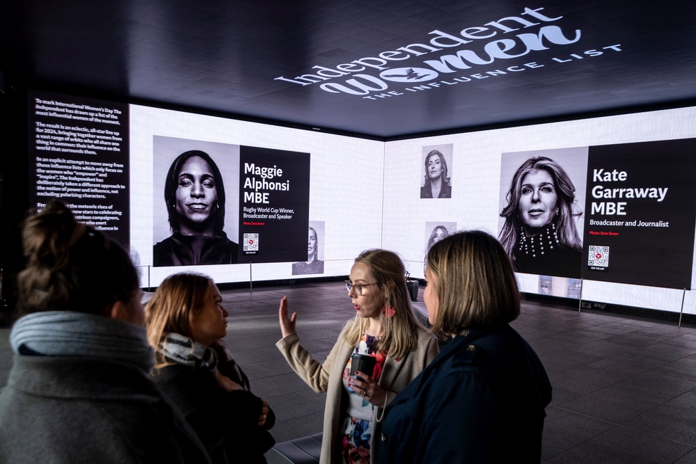 Inside the exhibition at Outernet celebrating influential women