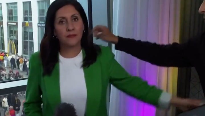 BBC presenter suffers wardrobe malfunction while announcing Eurovision ...